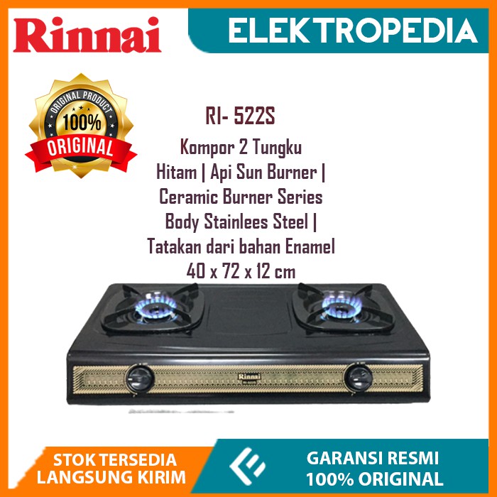 Kompor Gas 2 Tungku I Baru Dan Garansi Resmi Rinnai I Promo RI522S I RI ...
