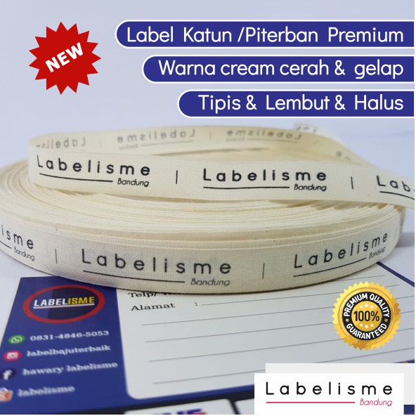 Jual Label Katun Premium / Label Piterban Premium warna dasar Cream ...