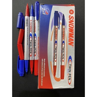 Jual SNOWMAN TWIN PEN BIRU MERAH ISI 12PCS | Shopee Indonesia