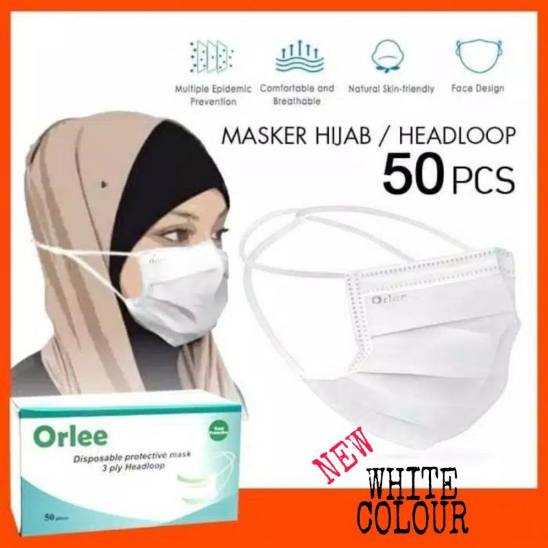 Jual Masker Headloop Hijab 3 Ply 3Ply Face Mask anti Virus ikat kepala ...