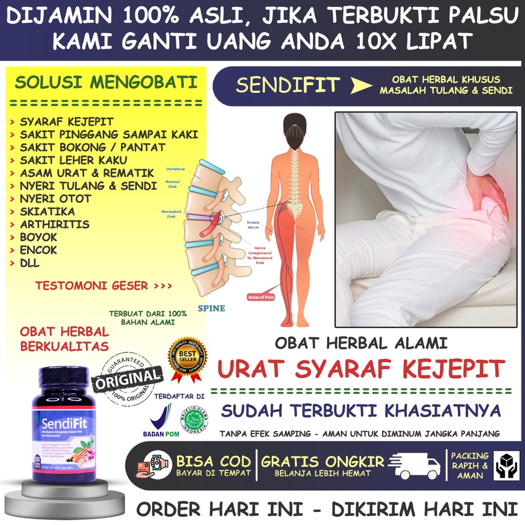 Jual Obat Syaraf Kejepit Bokong Dan Punggung Sakit Pinggang Sampai Kaki ...