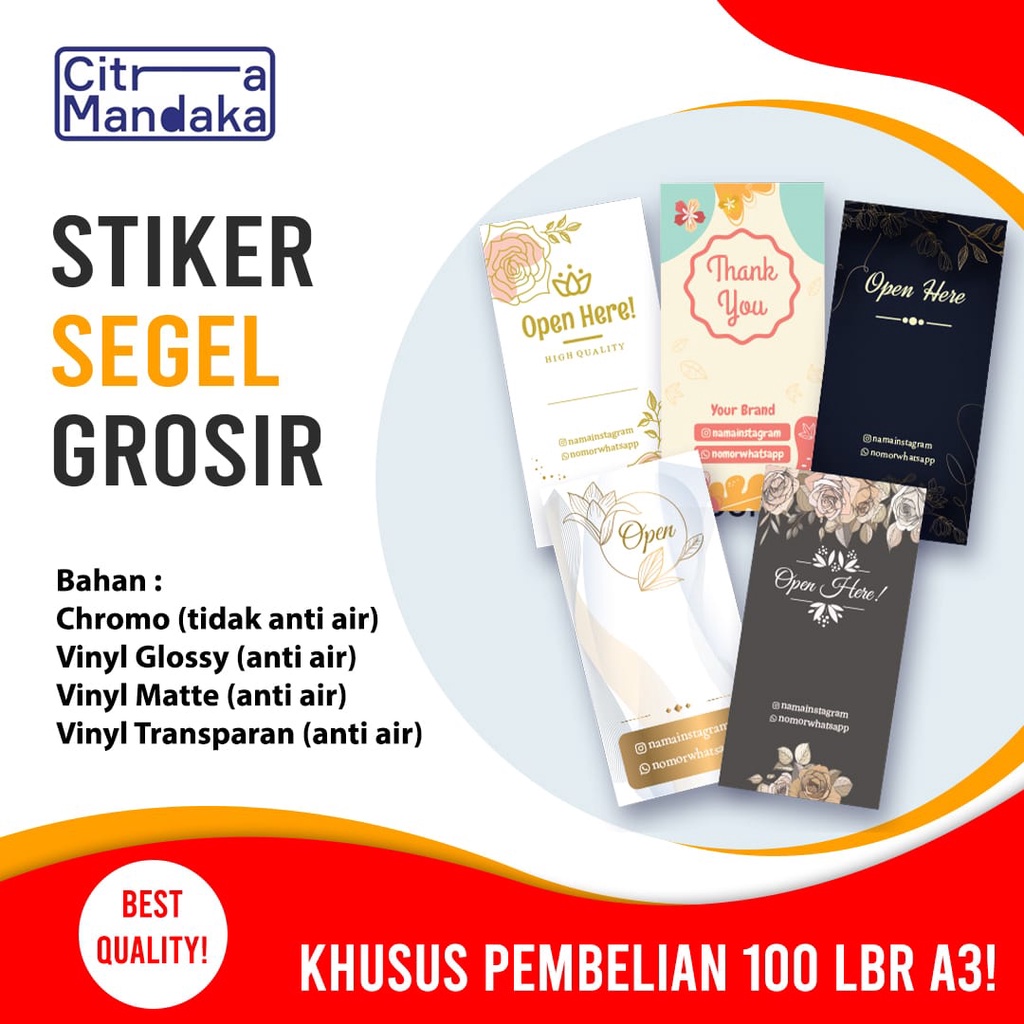 Jual Cetak Sticker Segel Box Custom Grosir Kemasan Packaging A3 Free ...