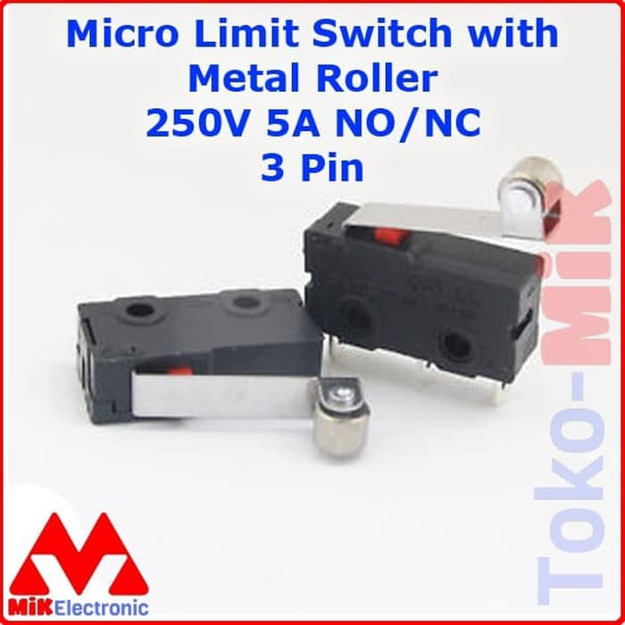 Jual MICRO LIMIT SWITCH WITH METAL ROLLER WHEEL 250V 5A NO-NC SPDT 3 PIN | Shopee Indonesia