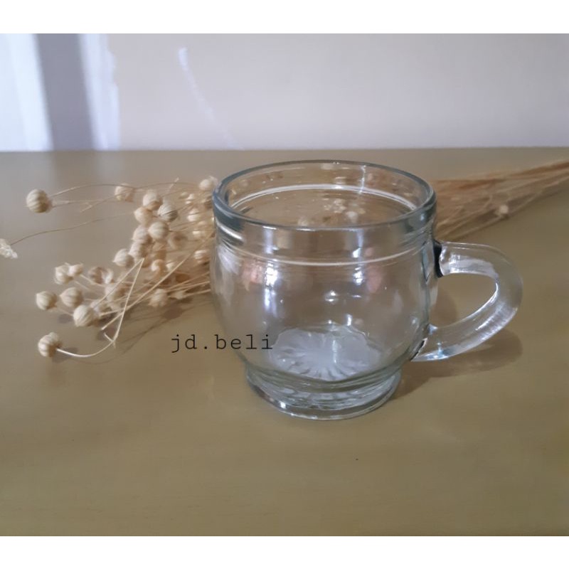 Jual Gelas kaca kecil mini / gelas jamu / gelas gagang kecil bulat ...