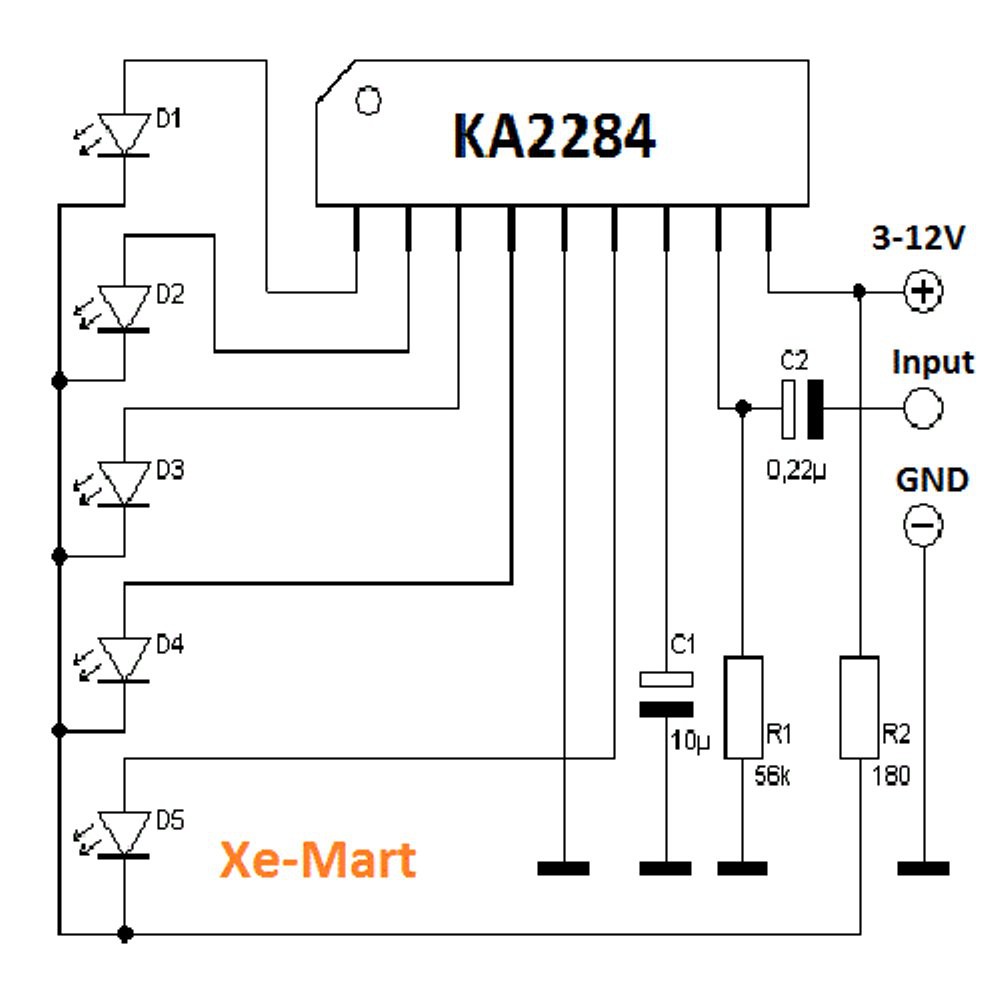 KA2284 5-Dots LED Audio Level VU Meter Through Hole SIP9 Linear ... KA2284 5-Dots LED Audio Level VU Meter Through Hole SIP9 Linear ...