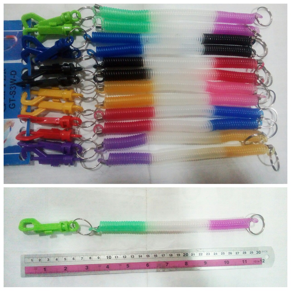 Jual BESAR - Gantungan kunci spiral tali karet per elastis keychain ...