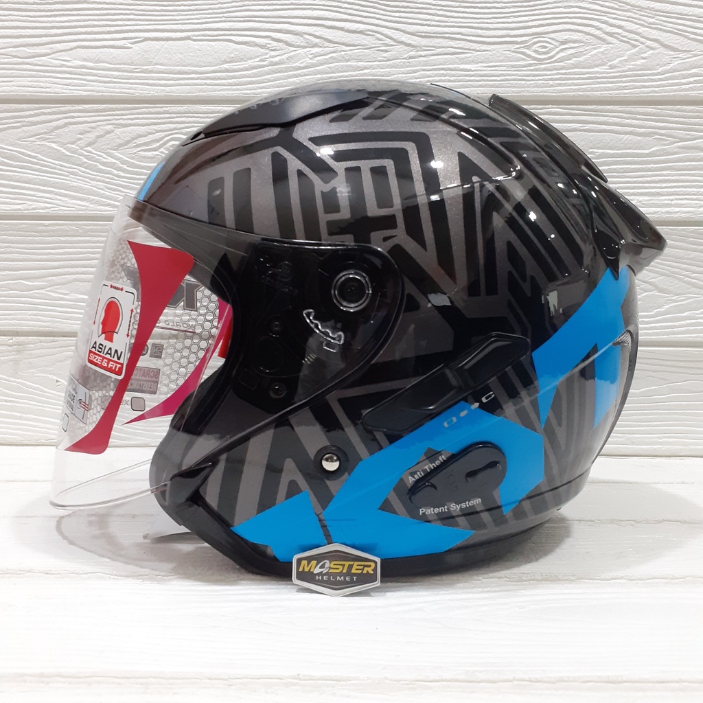 Jual HELM KYT GALAXY FLAT R FLAT-R MOTIF NEON AQUA BLUE BLUE DOUBLE ...