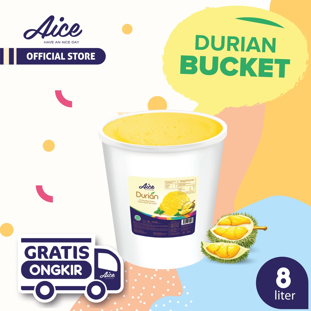 Jual AICE Durian Bucket 8 Liter Ice Cream Es Krim Ember 8L Eskrim ...