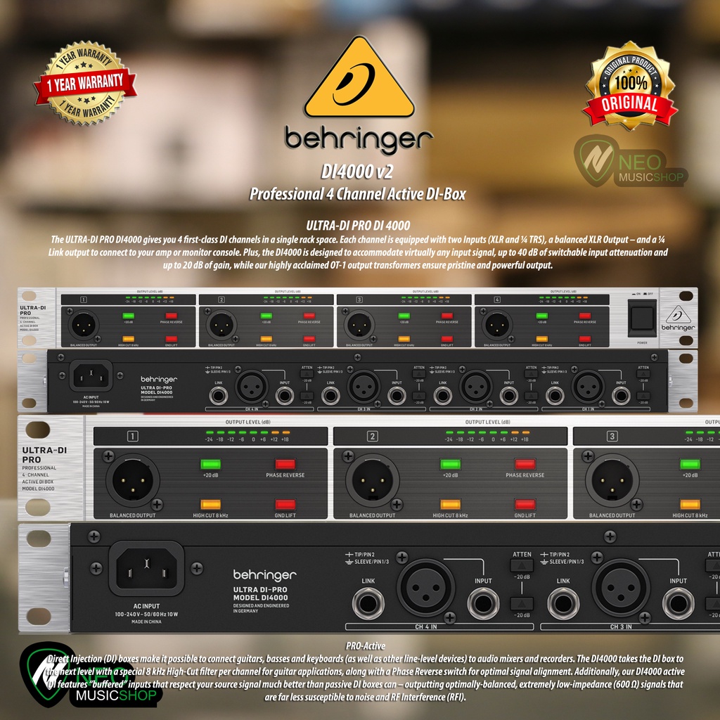 Jual Behringer DI4000 V2 Professional 4 Channel Active DI-Box | Shopee ...