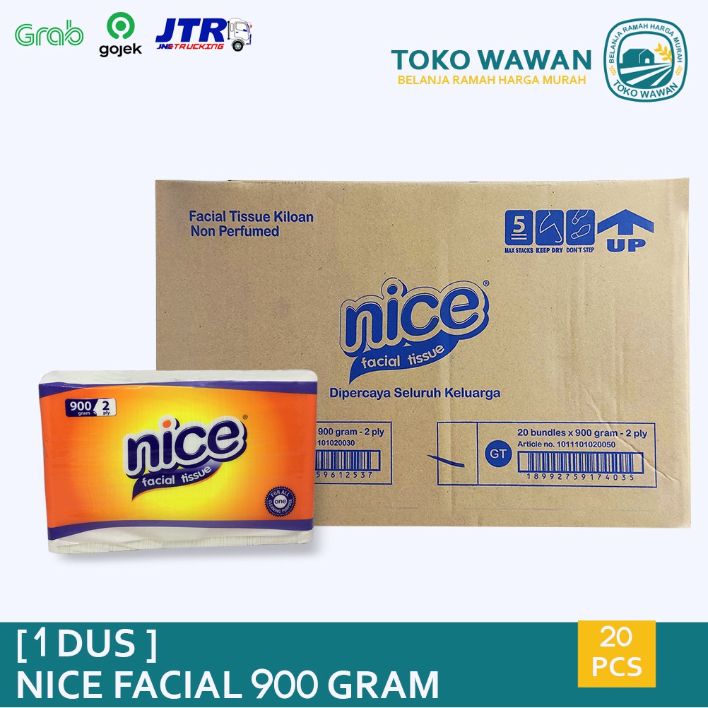 Jual Tissue NICE Facial 900 Gram / 1 DUS / KARTON isi 20 PACK / HARGA ...