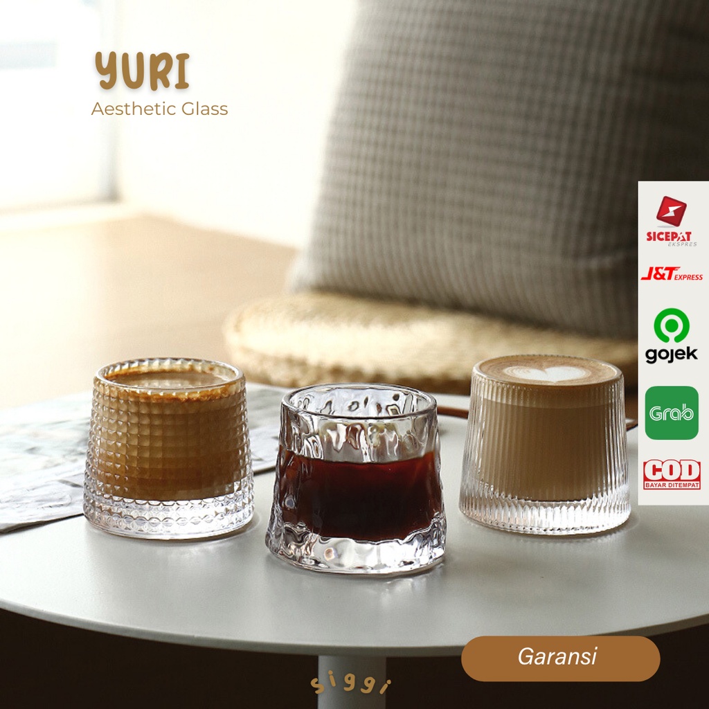 Jual [siggi] YURI Korean Aesthetic Glass / Coffee Drinking Glass ...