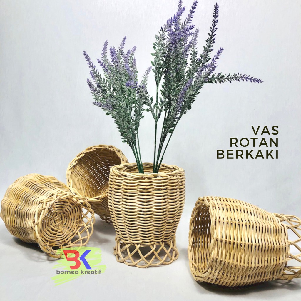 Jual Cover Pot Bunga Rotan Berkaki - D.10cm | Shopee Indonesia