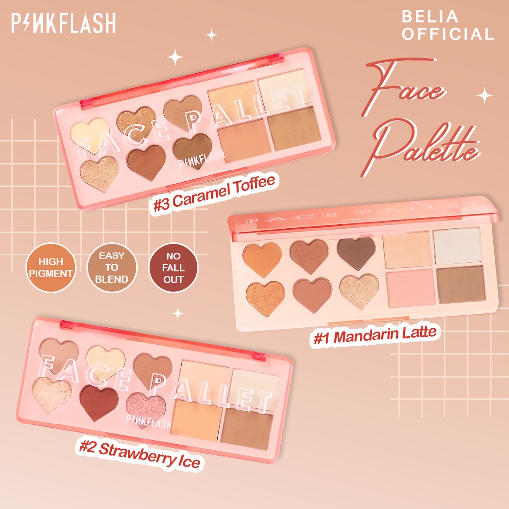 Jual BELIA PINKFLASH Multi Face Pallete | Eyeshadow Blush Highlighter ...