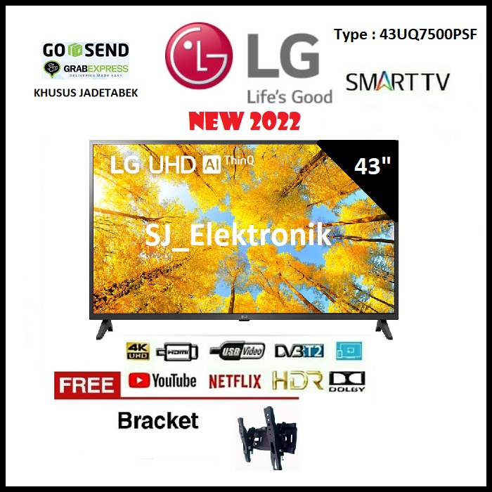 Jual Braket + LED TV LG 43 Inch 43UQ7500PSF - 43UQ7500 UHD Real 4K SmartTV | Shopee Indonesia