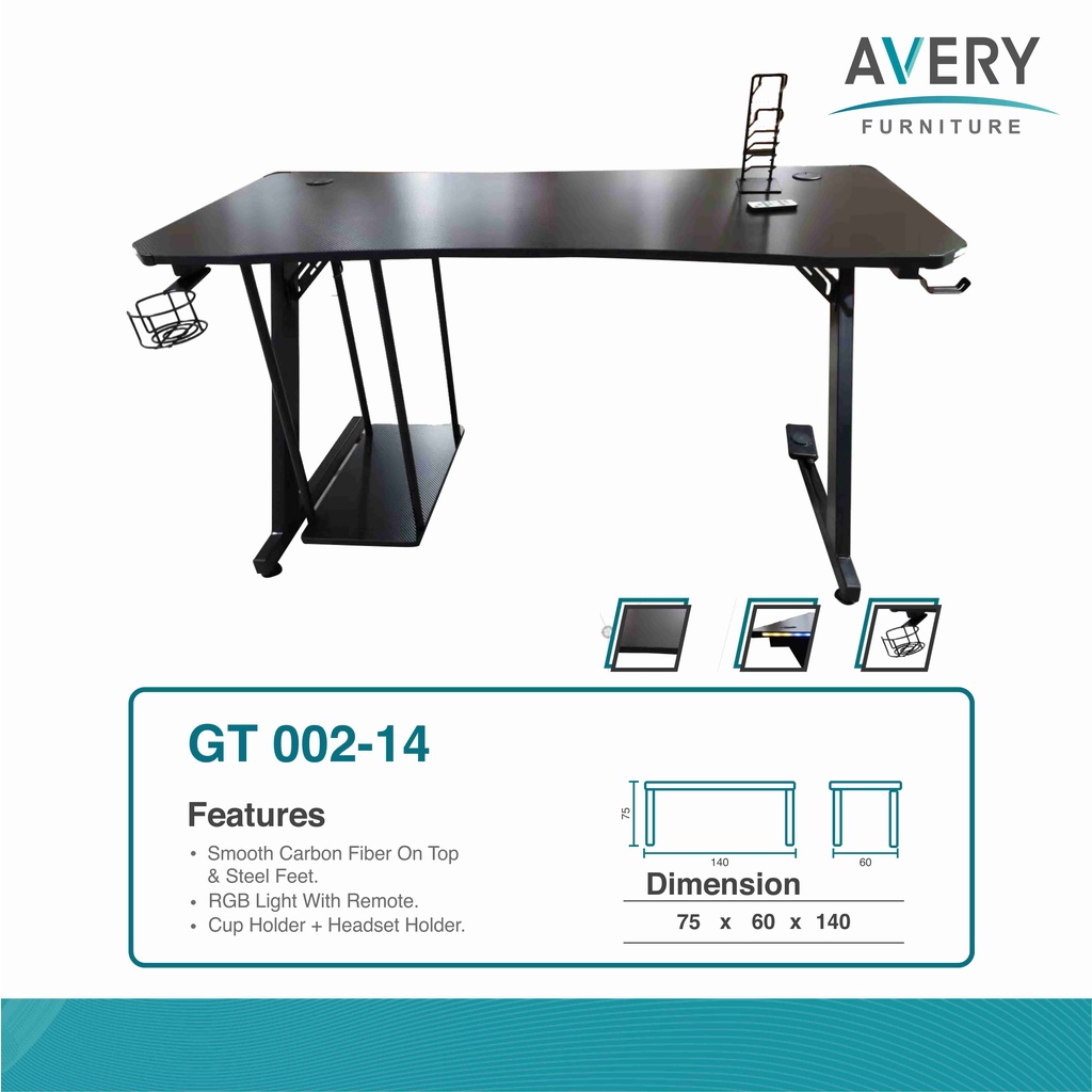 Jual Avery - GT002-14 - Meja Gaming RGB Gaming Desk RGB Adjustable ...
