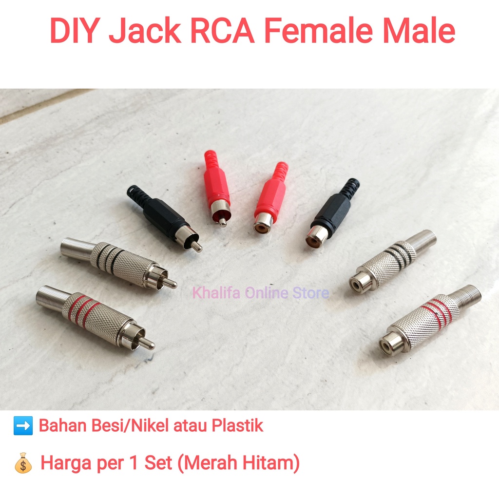 Jual DIY Colokan Sambungan Jack RCA Male Cowok Female Cewek Hitam Merah ...