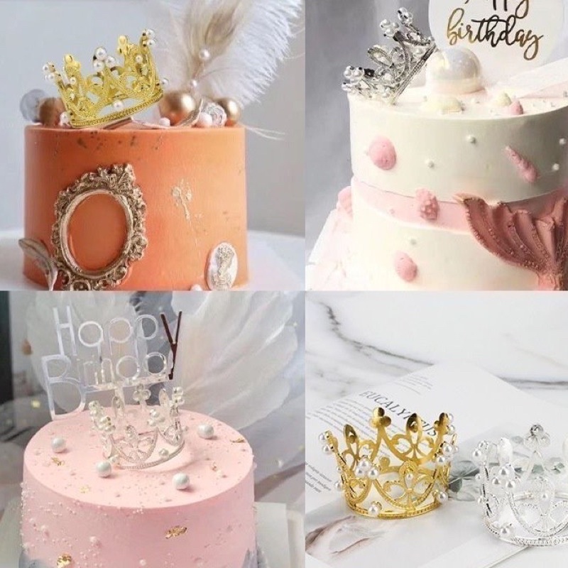 Jual Topper cake mahkota mutiara/hiasan cake/Brithday cake crown ...