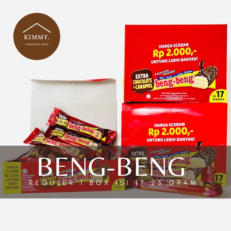 Jual BENGBENG REGULER 1 BOX ISI 17 PCS / BENG-BENG WAFER CARAMEL CRISPY COKELAT / BENG BENG ...