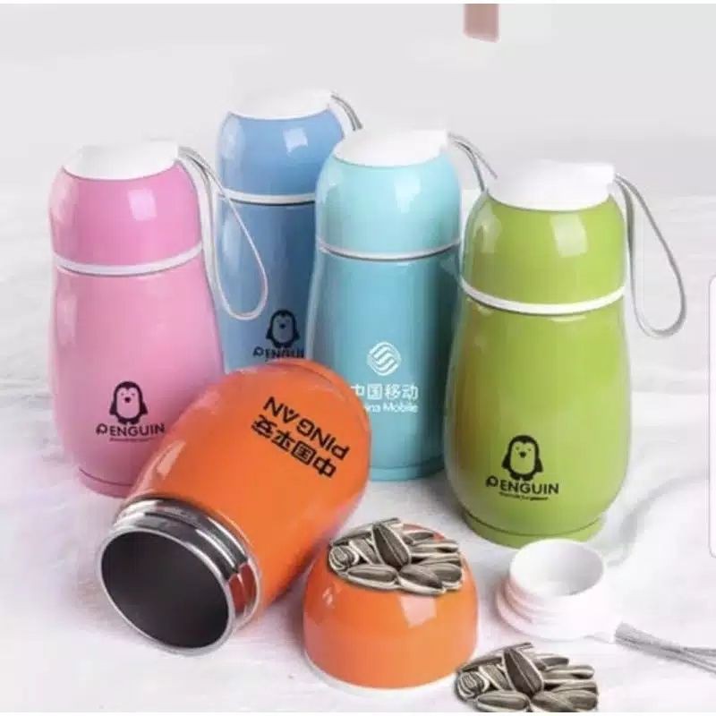 Botol air minum dalam stainless 304 300ml import / botol minum penguin / botol termos tahan ...