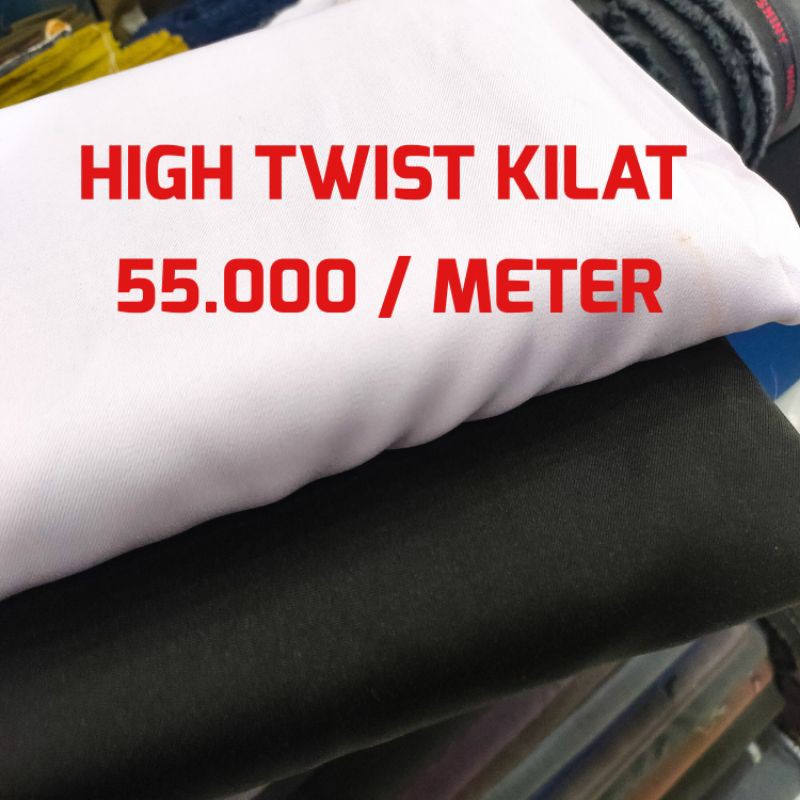 Jual Bahan Kain High Twist Kilat Seragam Kantor SD / SMP / SMA / Hitam / Putih [Per 10 cm ...