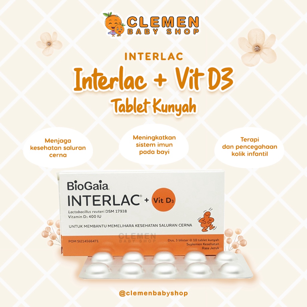 Jual Interlac + Vit D3 Tablet Kunyah (Suplemen Kesehatan Saluran Cerna ...