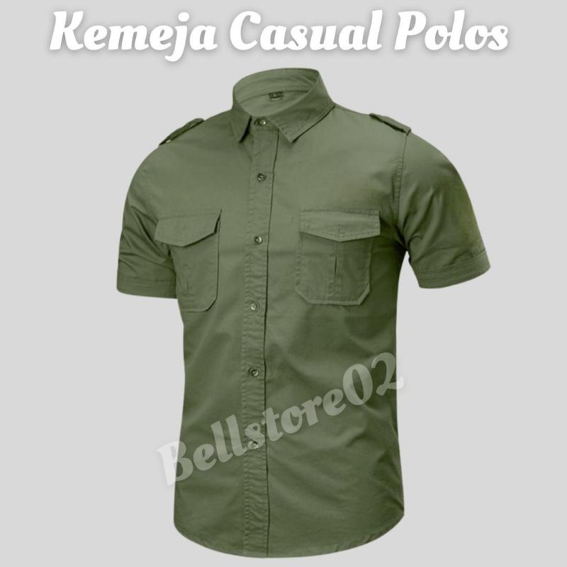 Jual Kemeja Tactical Pria Polosan Warna Army Lengan pendek dan Panjang ...