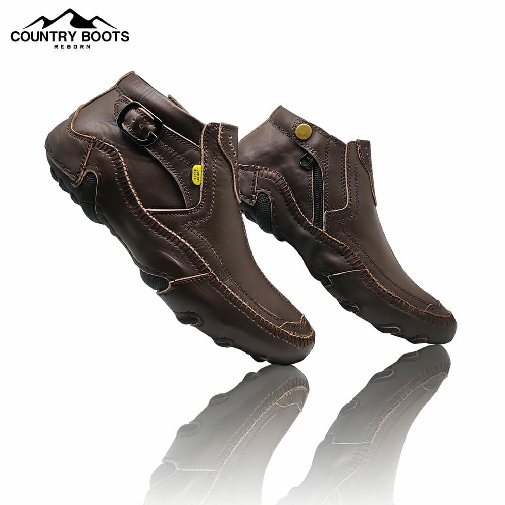 Sepatu Pansus Kulit Pria Semi Boots Casual Kerja Kantor Jalan Santai ...