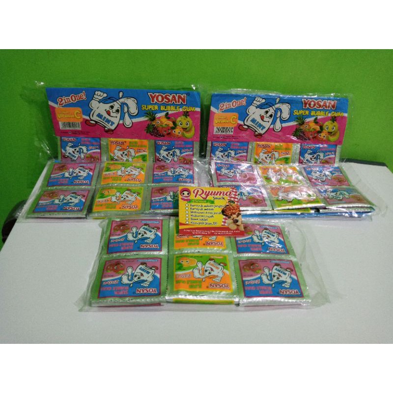 Jual JAJANAN JADUL SNACK JADUL YOSAN PERMEN KARET RENCENG ISI 10 ...