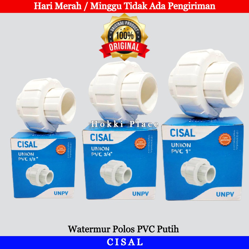 Jual WATERMUR POLOS PUTIH PVC UNION CISAL 1/2 3/4 & 1 INCH WATER MUR WATERMOOR | Shopee Indonesia