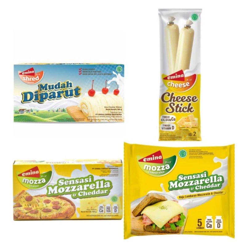Jual Emina Mozza Cheese Slice Mild Cheedar mozarella shred stick keju | Shopee Indonesia