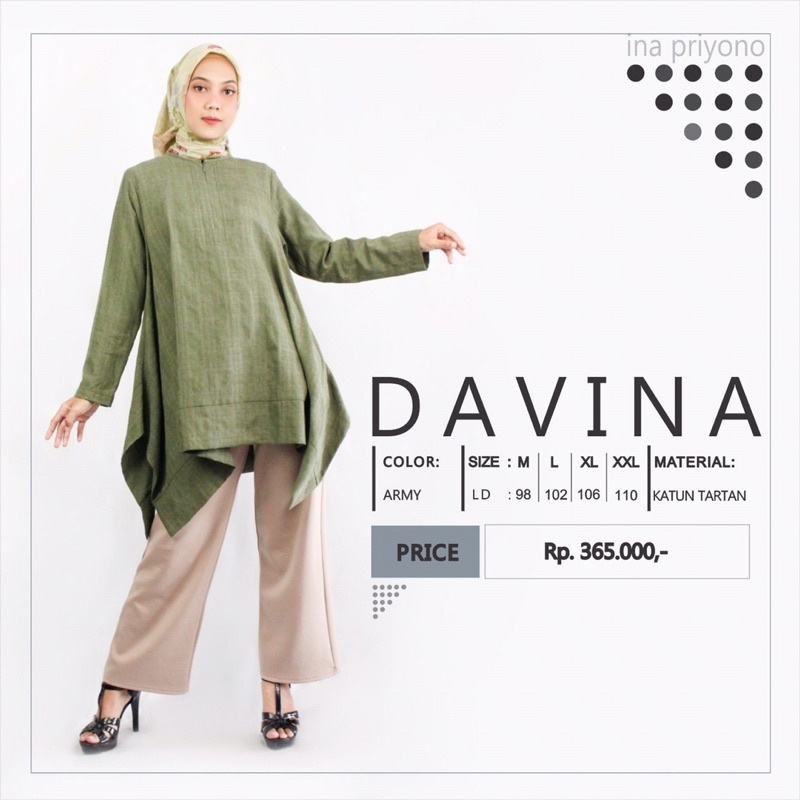 Jual TUNIK DAVINA ARMY BY INA PRIYONO | Shopee Indonesia