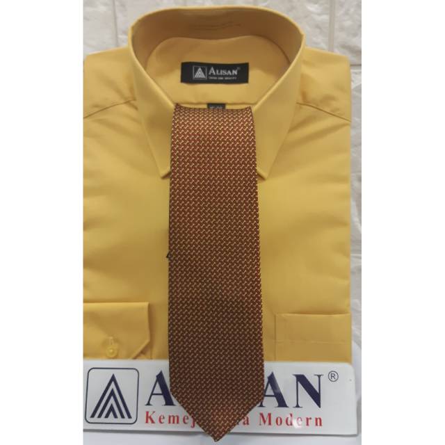 Jual Kemeja Alisan polos warna kuning gold + dasi | Shopee Indonesia Jual Kemeja Alisan polos warna kuning gold + dasi | Shopee Indonesia