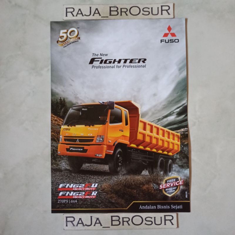 Jual Poster brosur katalog flyer Mitsubishi Fuso Fighter Dump Truck 270PS FN61FU/FN62FR HD Heavy ...
