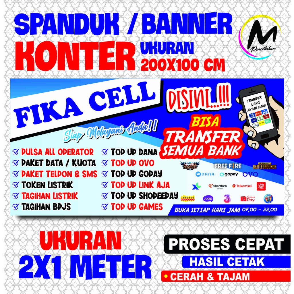Jual Cetak Banner / Spanduk Konter & Transfer - Ukuran 200x100 Cm ...