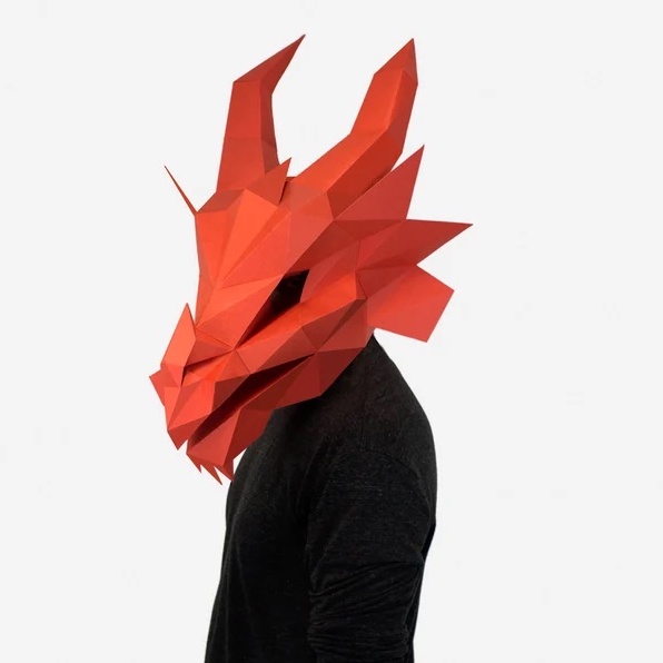 Jual Japanese Papercraft Topeng Naga Dragon Naga Mask Premium 3D Unik ...