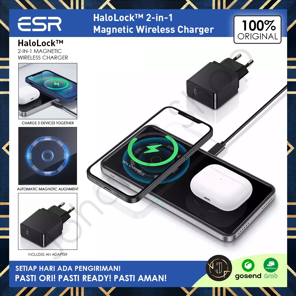 Jual ESR 2-in-1 HaloLock Magnetic Wireless Charger HaloLock | Shopee Indonesia
