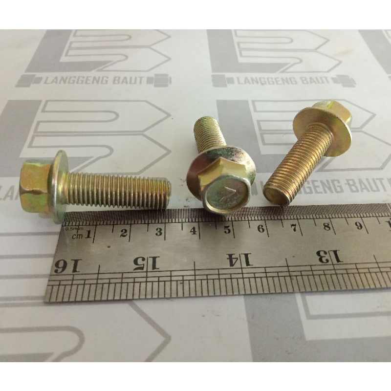 Jual Baut Flange M10x30 Kunci 14 Panjang 3cm / Flange Bolt M10 x 30 Kuning | Shopee Indonesia