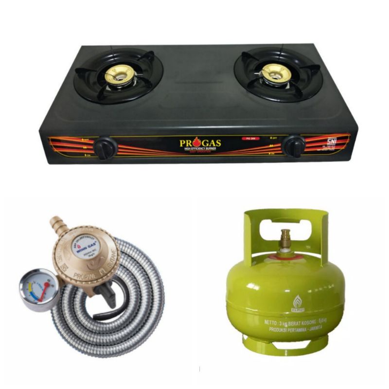 Jual PROGAS Kompor Gas 2 Tungku + Selang Gas Paket Winn Gas/Tekva ...