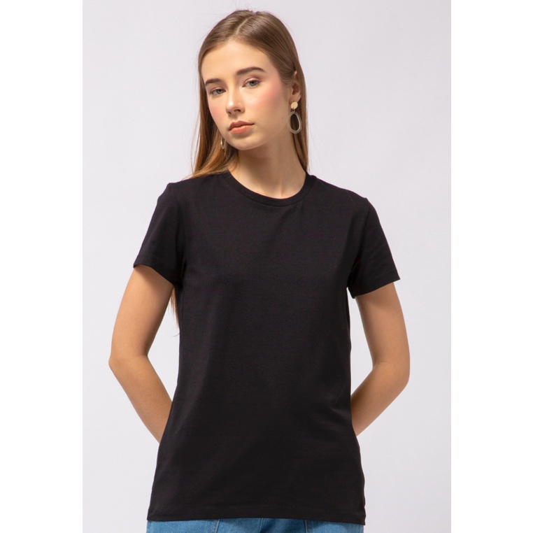 Jual Executive Basic Round Neck Cotton T-Shirt Black | Shopee Indonesia