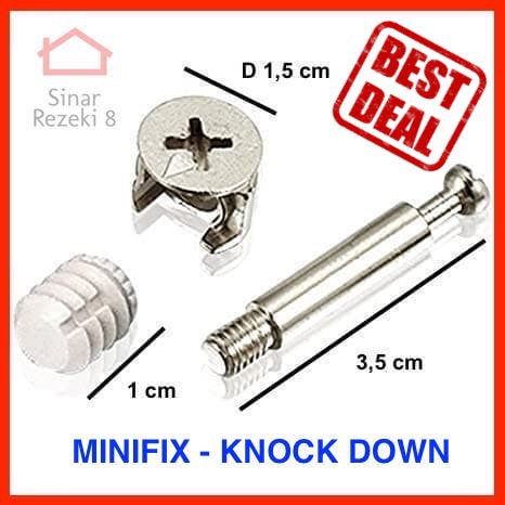 Jual Minifix Baut Knock Down Skrup + Casing 3,5 cm / Ambalan Kayu ...
