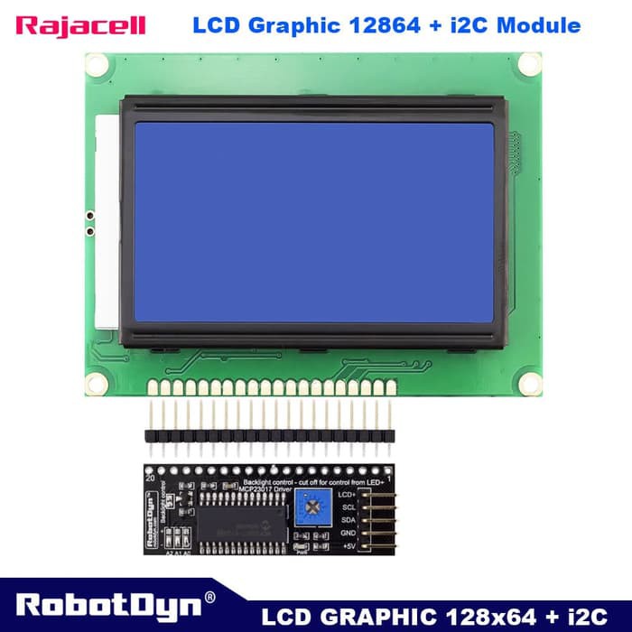 Jual LCD Graphic 12864 128x64 + i2C Module SDA SDC for Arduino ESP8266 ...
