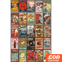 Jual Sticker Poster Retro Vintage Style Tempelan Dinding Ukuran 15x23 ...