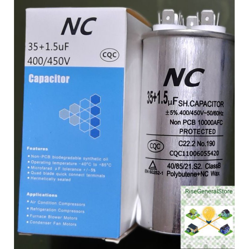 Jual Capacitor 35uF 1.5uF kaki 3 Kompressor AC LG Merk NC Kapasitor ...