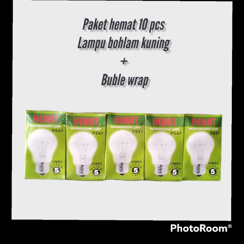 Jual paket 10 pcs lampu bohlam kuning 5 Watt, lampu bohlam pijar kuning ...