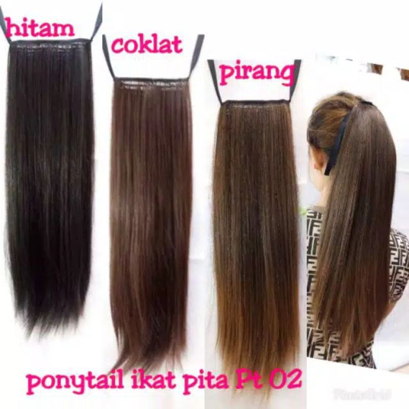 Jual wig ponytail pita PT 02 model lurus 50 cm | Shopee Indonesia