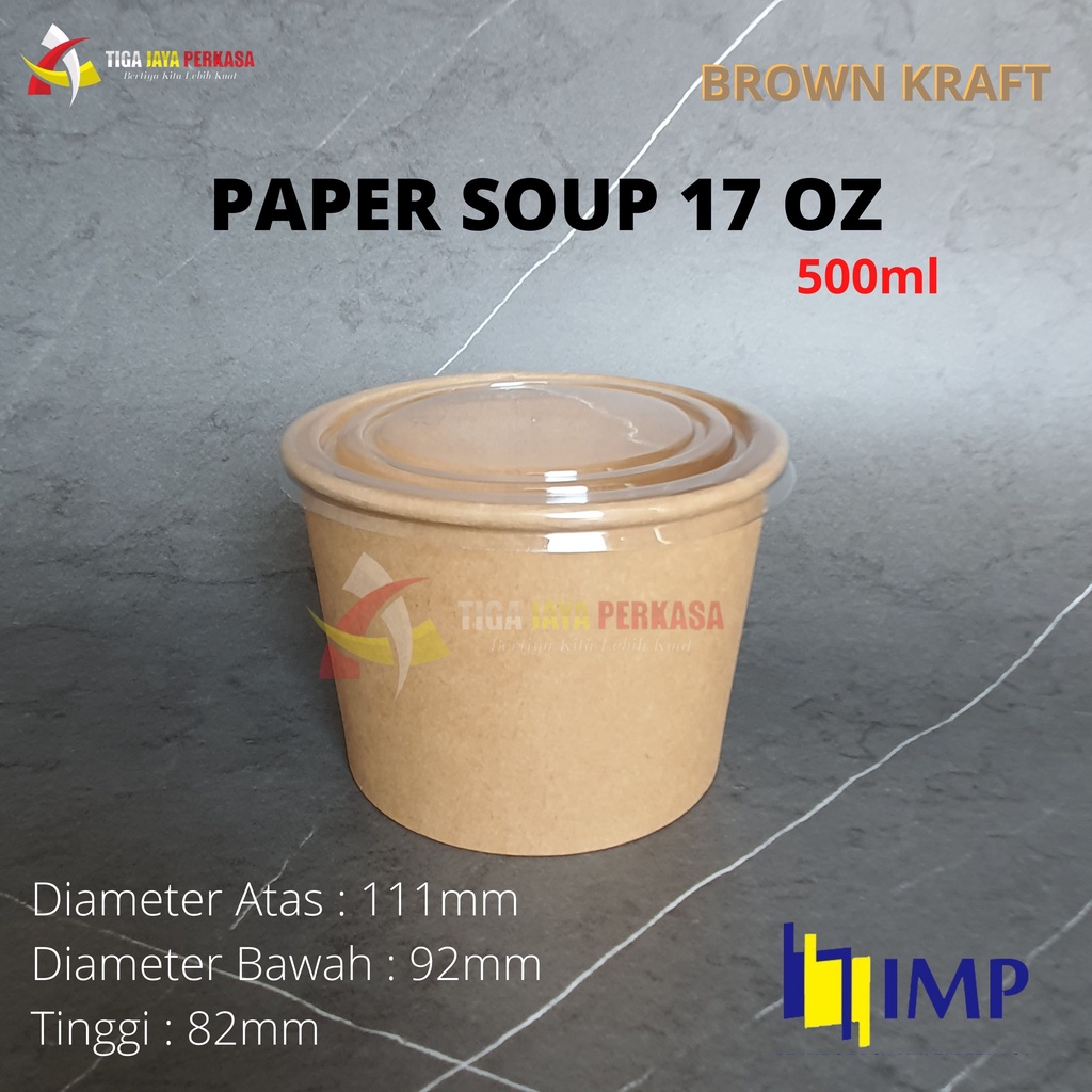 Jual Brown Kraft Paper Soup 17 oz / 500ml / Paper Bowl + Tutup (50 Pcs) | Shopee Indonesia