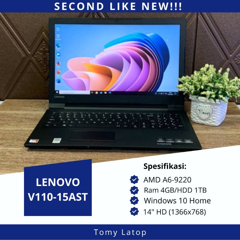 Jual LAPTOP SECOND MURAH LIKE NEW LENOVO V110-15AST/AMD A6/RAM 4GB/HDD 1TB | Shopee Indonesia