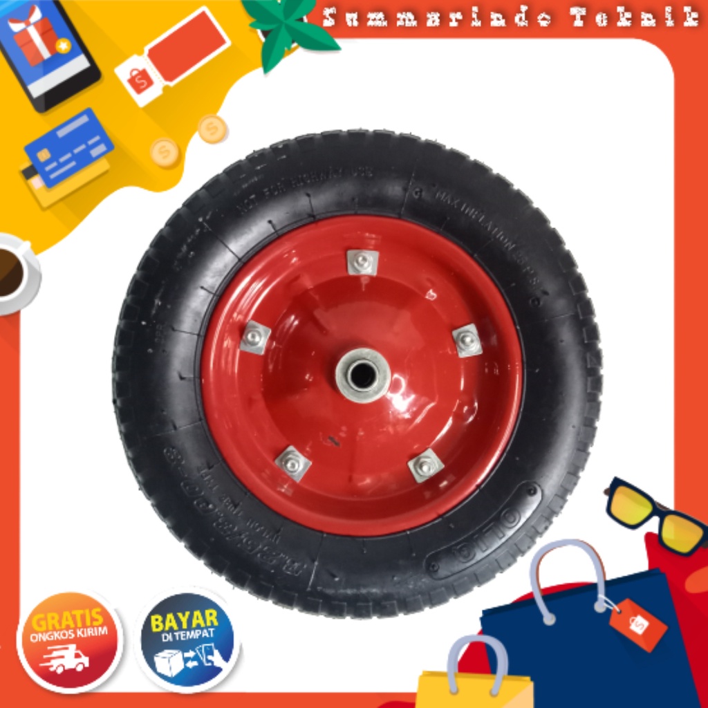 Jual RODA GEROBAK DORONG MODEL ARCO BAN ORIGINAL KARET PASIR SORONG PU ...