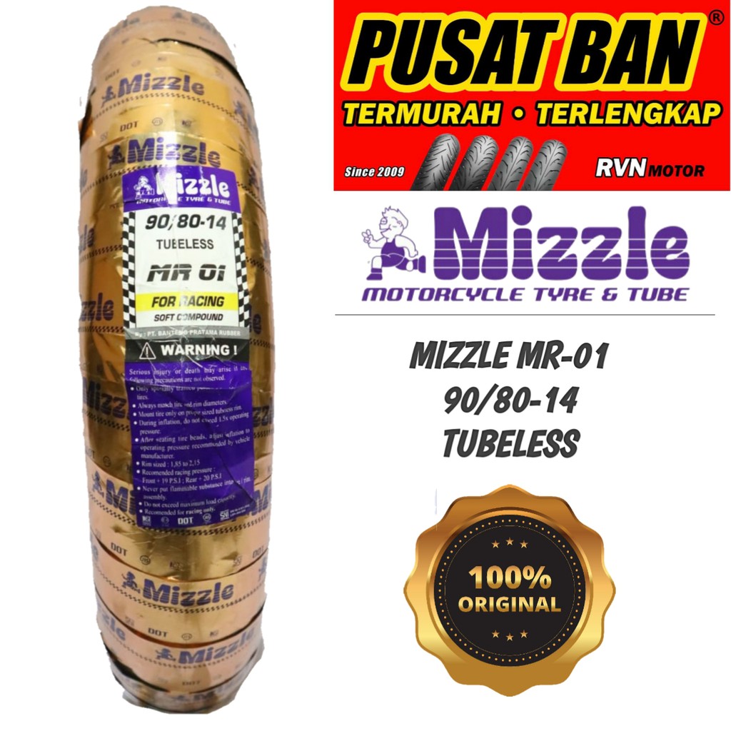 Jual MIZZLE MR - 01 90/80-14 TUBELESS (FREE PENTIL) | Shopee Indonesia