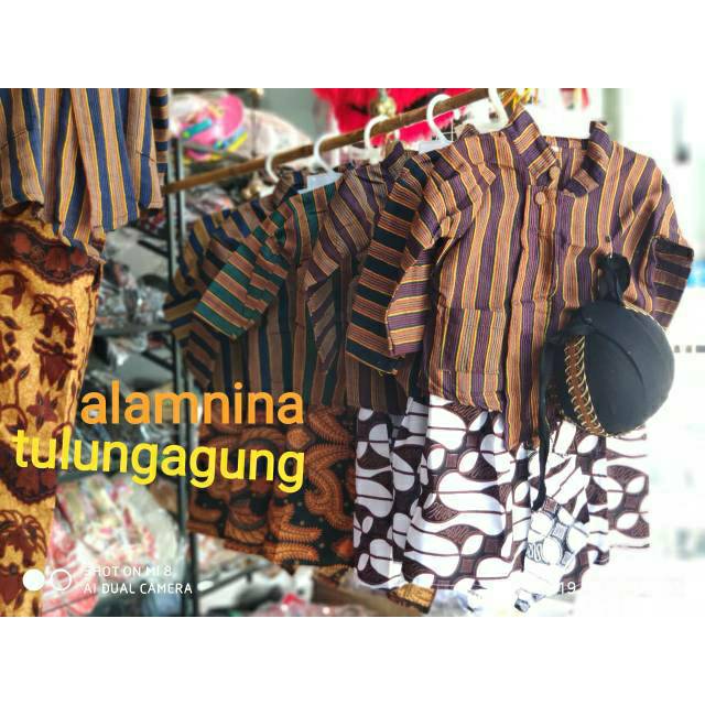 Jual surjan sorjan lurik setelan balita 7bln dengan jarik plus blankon ...